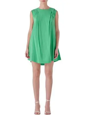 Endless Rose Pintuck Tie Belt Dress - Kelly Green