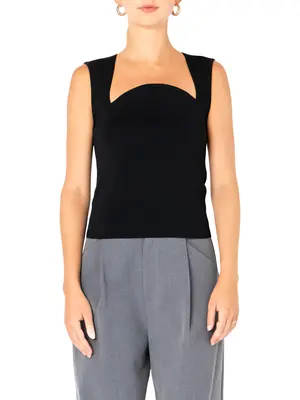 Endless Rose Endless Rose Sculpted Neck Knit Tank Black