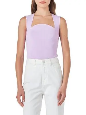 Endless Rose Endless Rose Sculpted Neck Knit Tank Lilac