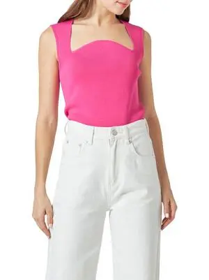 Endless Rose Sculpted Neck Knit Tank - Pink