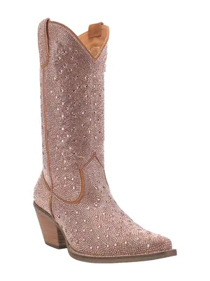 DINGO Dingo Rhinestone Western Boots Rose Gold