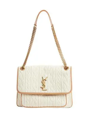 Saint Laurent Medium Niki Jacquard Shoulder Bag - Soy Milk