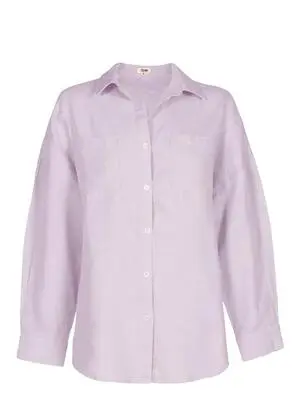 BED THREADS Bed Threads Long Sleeve Linen Shirt Lilac