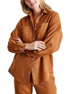 BED THREADS Bed Threads Long Sleeve Linen Shirt Rust