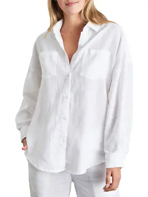 BED THREADS Bed Threads Long Sleeve Linen Shirt White