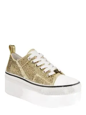 ZIGI Koralay Rhinestone Platform Sneakers - Gold Canvas