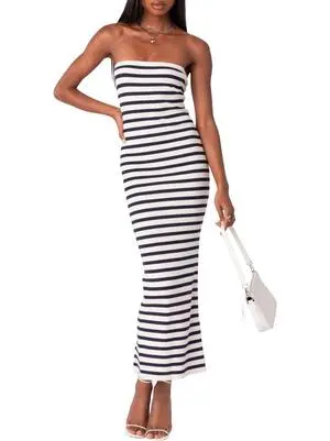 EDIKTED Stripe Strapless Rib Knit Sweater Dress - Mix