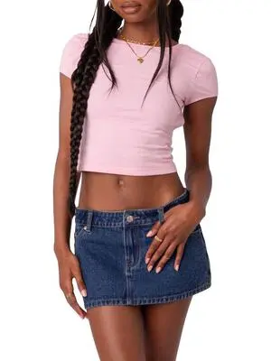 EDIKTED Bambi Open Back Crop T-shirt - Light-pink