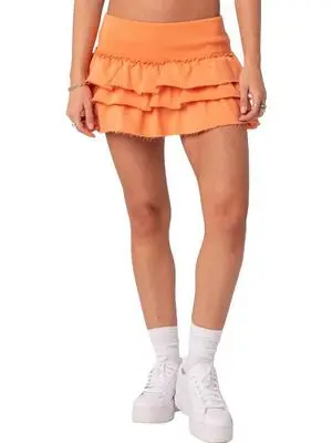 EDIKTED Martina Tiered Ruffle Mini Skirt - Orange