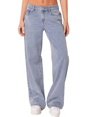 EDIKTED Raelynn Wide Leg Jeans - Blue