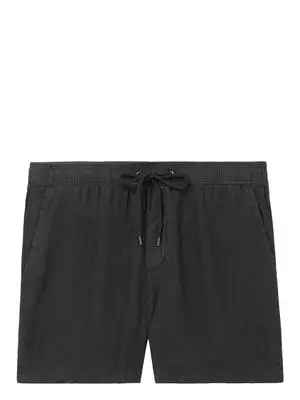 JAMES PERSE Straight-leg Garment-dyed Linen Drawstring Shorts - Black