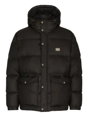 Dolce & Gabbana Logo-plaque Padded Hooded Jacket - Black