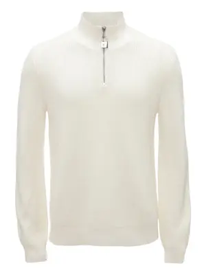JW Anderson JW Anderson Henley High-Neck Jumper White