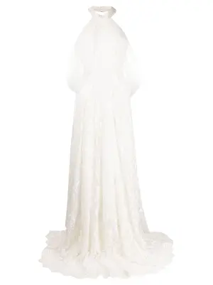 SAIID KOBEISY Halter-neck Gown - White
