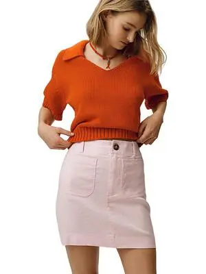 Maeve Colette Linen Blend Mini Skirt - Seashell Pink