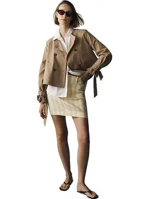 Maeve Colette Linen Blend Mini Skirt - Yellow Stripe