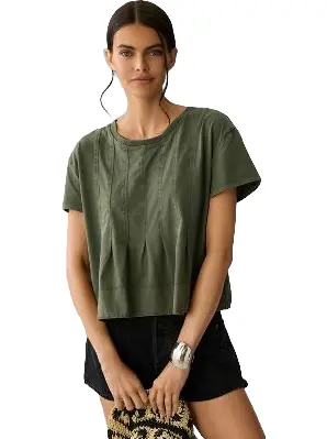 PILCRO Pilcro Pleated Tee Green