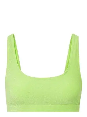 Good American Sparkle Metallic Bikini Top - Green