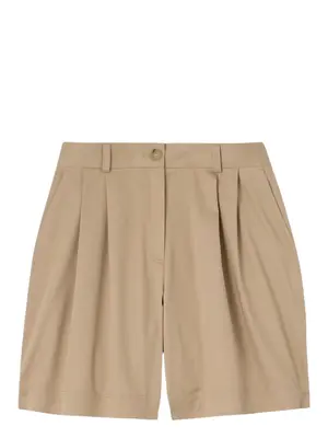 TOTEME Pleated Organic Cotton-twill Shorts - Neutrals