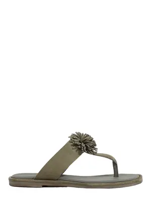 Iris & Ink Grace Pompom-embellished Suede Sandals - Army Green