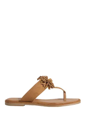 Iris & Ink Grace Pompom-embellished Suede Sandals - Brown