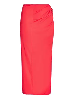 NICHOLAS Twist-front Jersey Midi Skirt - Coral