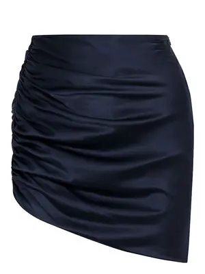 Michelle Mason Asymmetric Ruched Mini Skirt - Midnight Blue