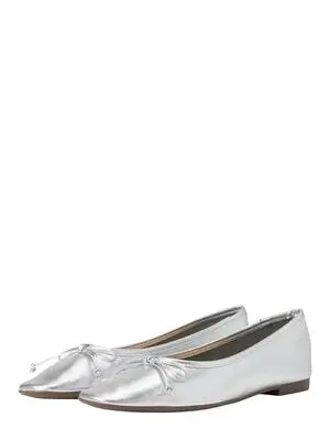 SCHUTZ Schutz Arissa Croc Embossed Leather Ballet Flats With Bow Detail