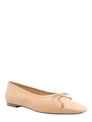SCHUTZ Schutz Arissa Croc Embossed Leather Ballet Flats With Bow Detail
