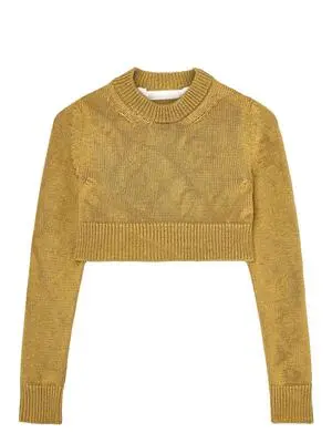 Palm Angels Cropped Laminated Jumper - Gold