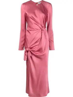 DEL CORE Gathered-effect Satin Dress - Pink