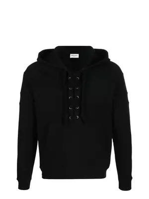Saint Laurent Lace-up Hoodie - Black