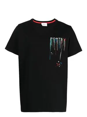 PORTS V Paint-splatter Print T-shirt - Black