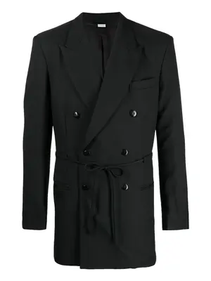 Random Identities Long-sleeved Drawstring Blazer - Black