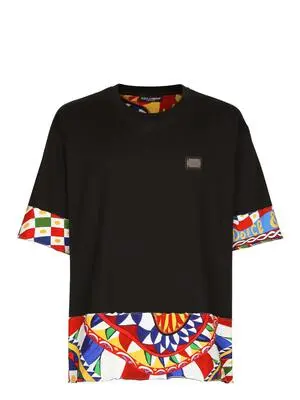 Dolce & Gabbana Contrasting Sicilian Carretto-print T-shirt - Black