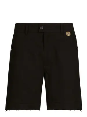 Dolce & Gabbana Frayed-hem Twill Bermuda Shorts - Black