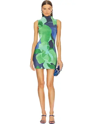 L'IDEE Gisele Mini Dress - Capri Print Green