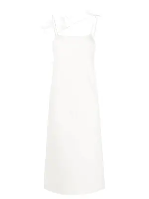JIL SANDER Feather-trim Slip Dress - Neutrals