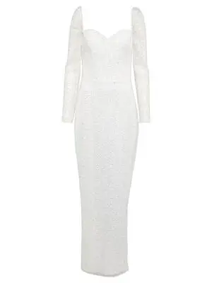 RASARIO Rossalind Sequined Gown - White