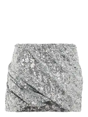 Attico Sequined Mini Skirt - Silver