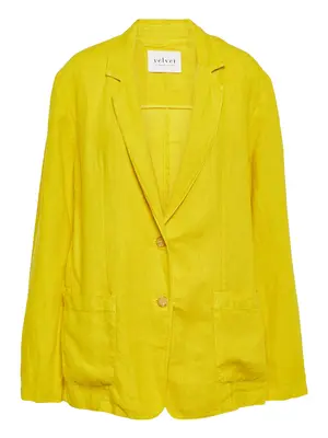 Velvet By Graham & Spencer Cassie Linen Blazer - Yellow