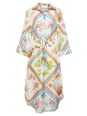 Zimmermann Halcyon Floral Silk Midi Dress - Multicoloured