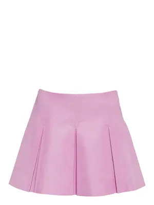 Stouls Surya Pleated Mini Leather Skirt - Pink