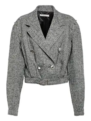Alessandra Rich Herringbone Wool-blend Jacket - Multicoloured