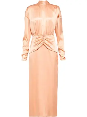 Alessandra Rich Tie-neck Silk Satin Midi Dress - Pink