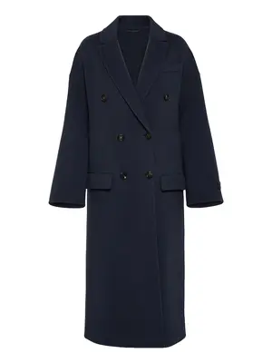 Brunello Cucinelli Wool And Cashmere Double-breasted Coat - Blue