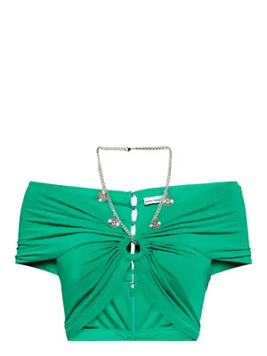 Rabanne Cutout Jersey Top - Green