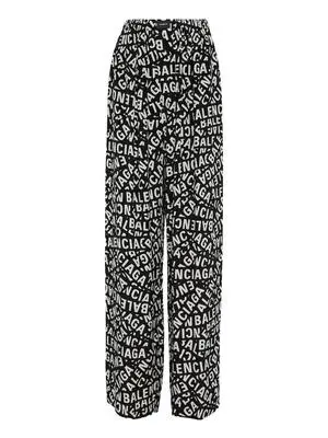 Balenciaga Logo Wide-leg Pants - Black