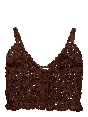 Anna Kosturova Crochet Cropped Top - Brown