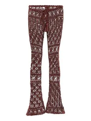 Anna Kosturova Mid-rise Crochet Pants - Brown